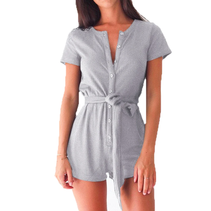 Plus Size Women Playsuits Rompers Sexy Casual Short Sleeve Jumpsuits
