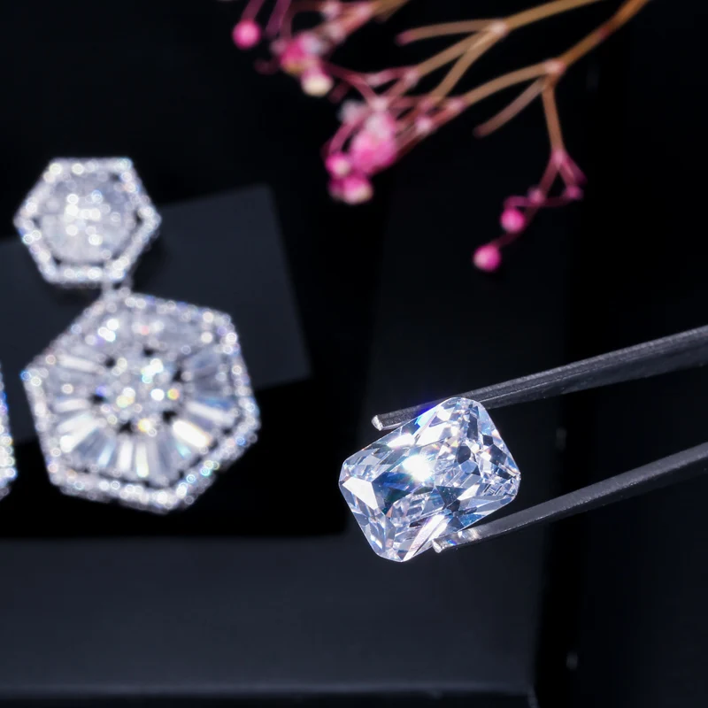 CWWZircons, высокое качество, 925 пробы, Серебряная булавка, роскошные серьги с кубическим ...