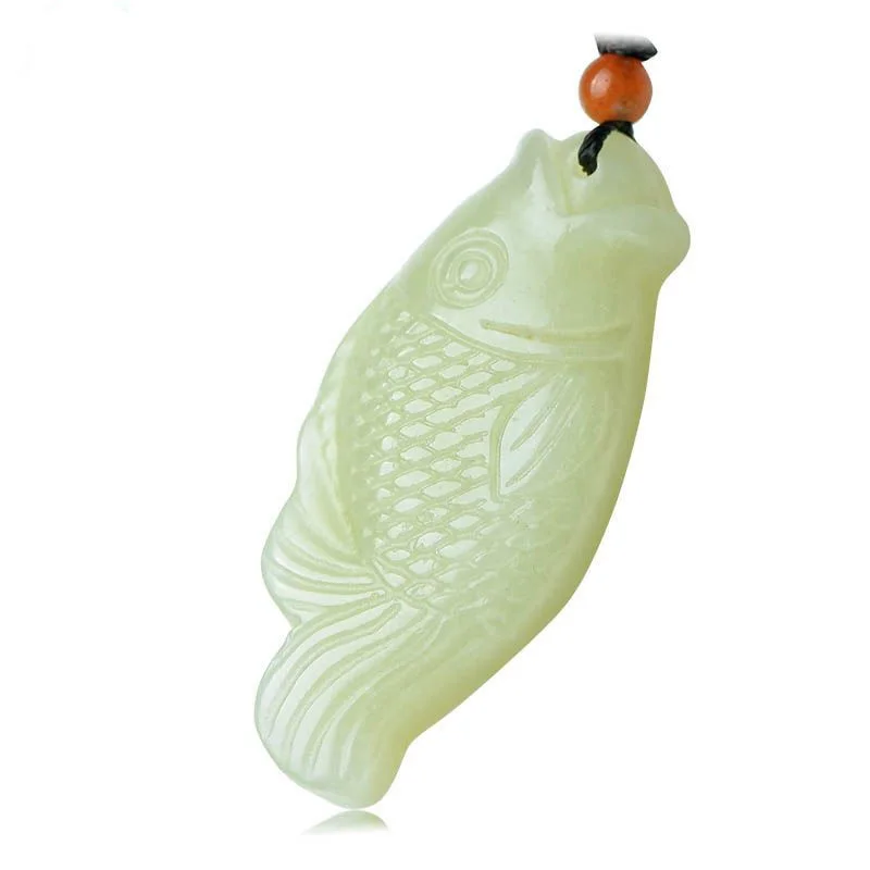 Natural HeTian Yu white jade Fu gui youyu transshipment protective carp ...