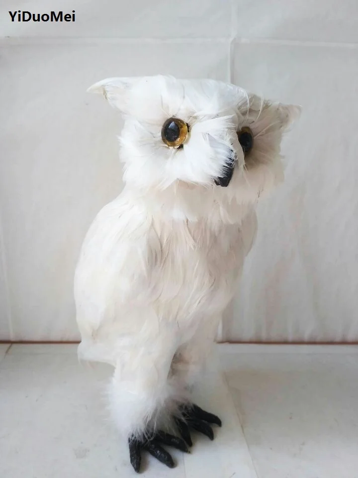 Artificial Owl Model White Feathers Night Owl About 22x11cm Handicraft ...