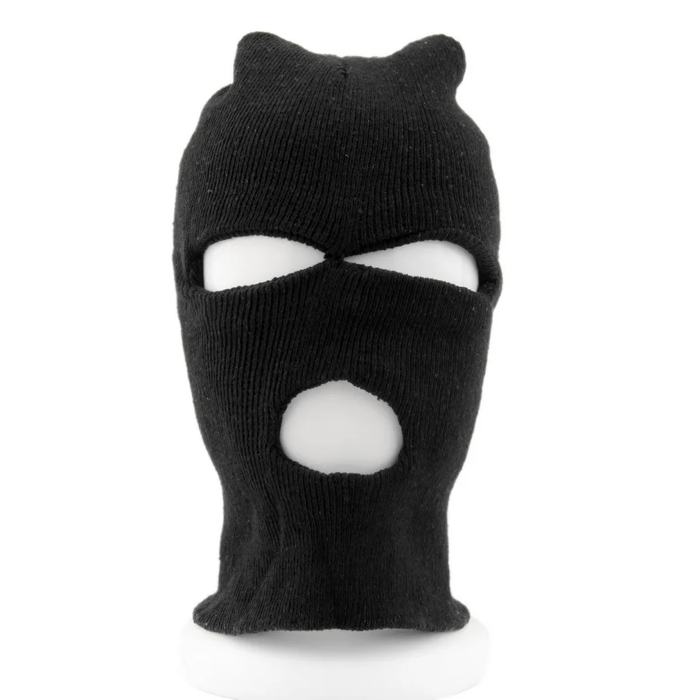 Full Face Cover Ski Mask 3 Hole Balaclava Knit Hat Winter Stretch Snow Mask Beanie Male Men