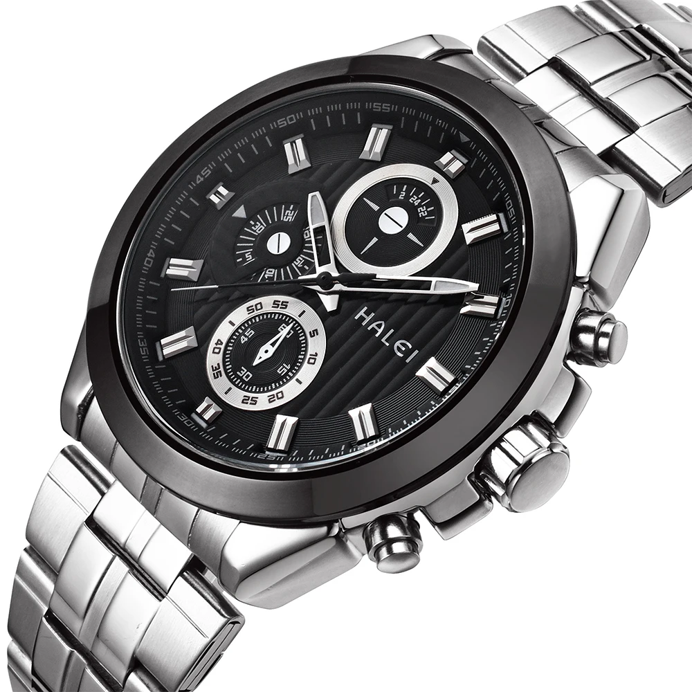 Halei Original 3034m Luxury Men's Watch Stainless Steel Date Clock ...