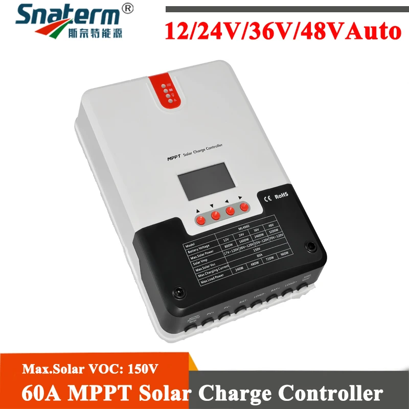 60A MPPT Solar charge controller 12V 24V 36V 48V 60V regulator MPPT ...
