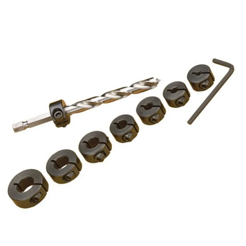 7pc Split Ring Drill Bit Stop Collars Set Exact Hole Depth Brad Point ...