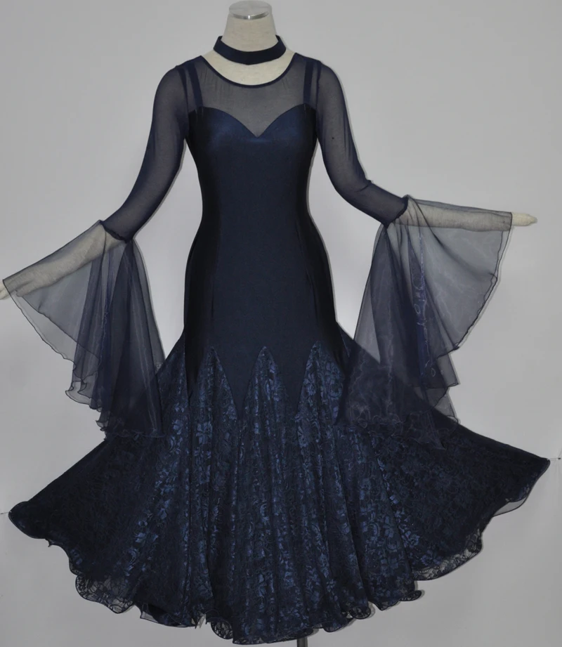 Ballroom Dance Dress Lady's Black Elegant Waltz Tango Dancing Wear ...