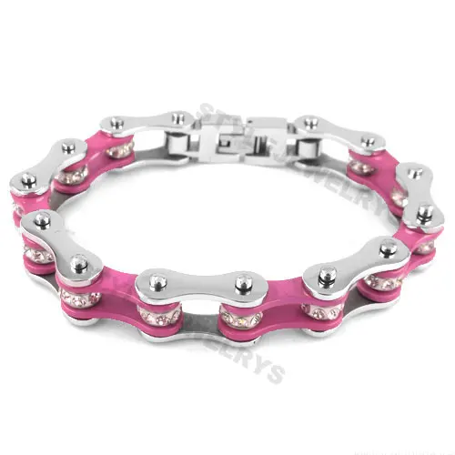 Colorful Bling Bicycle Chain Crystal Motor Biker Women Stainless Steel ...
