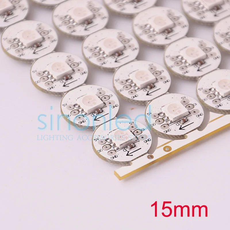 100 Pcs 15mm Ws2811 Ic 5050 Rgb Smd Led Chip Round Board With Heatsink ...