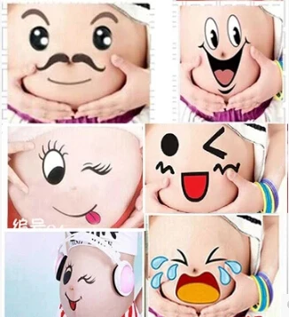 6sheets New Pregnant Photography Belly Sticker Maternity Props Funny ...