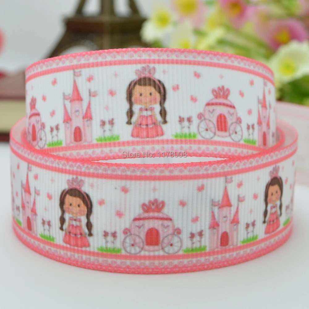 DUWES 7/8" 22mm Princess castle Printed grosgrain ribbon hai rbow DIY ...