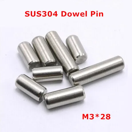 100pcs M3*28 Dia 3mm Dowel Pin GB119 SUS304 stainless steel Cylindrical ...