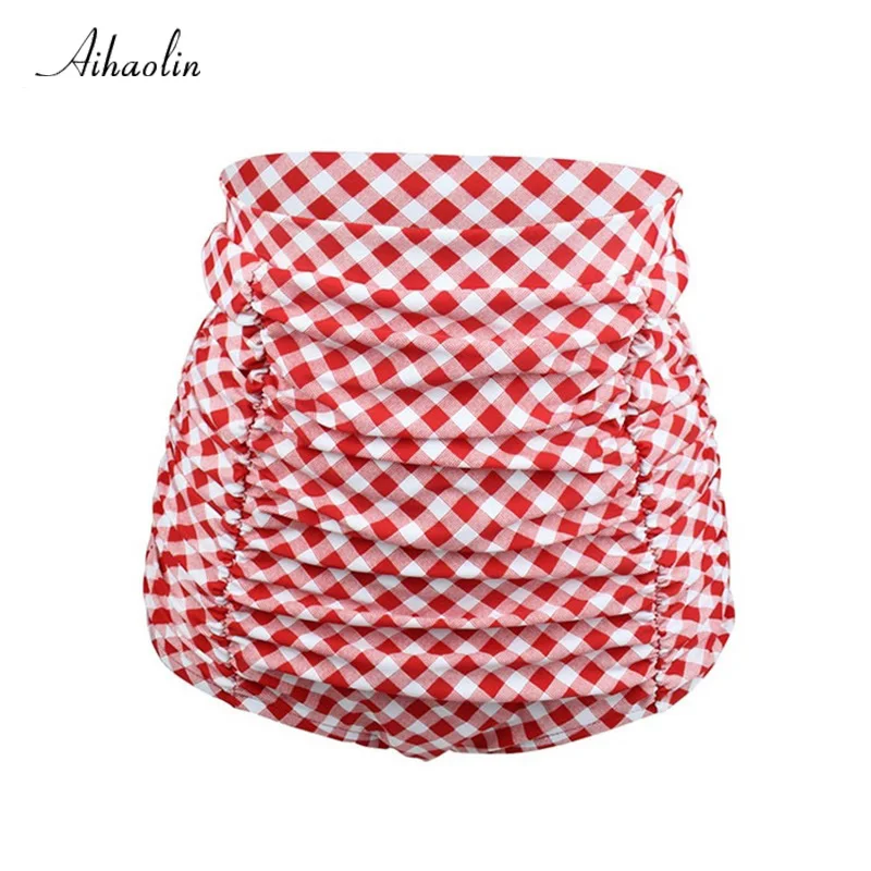 Vintage High Waist Bikini Bottoms Plus Size Swimwear Women Two Piece ...