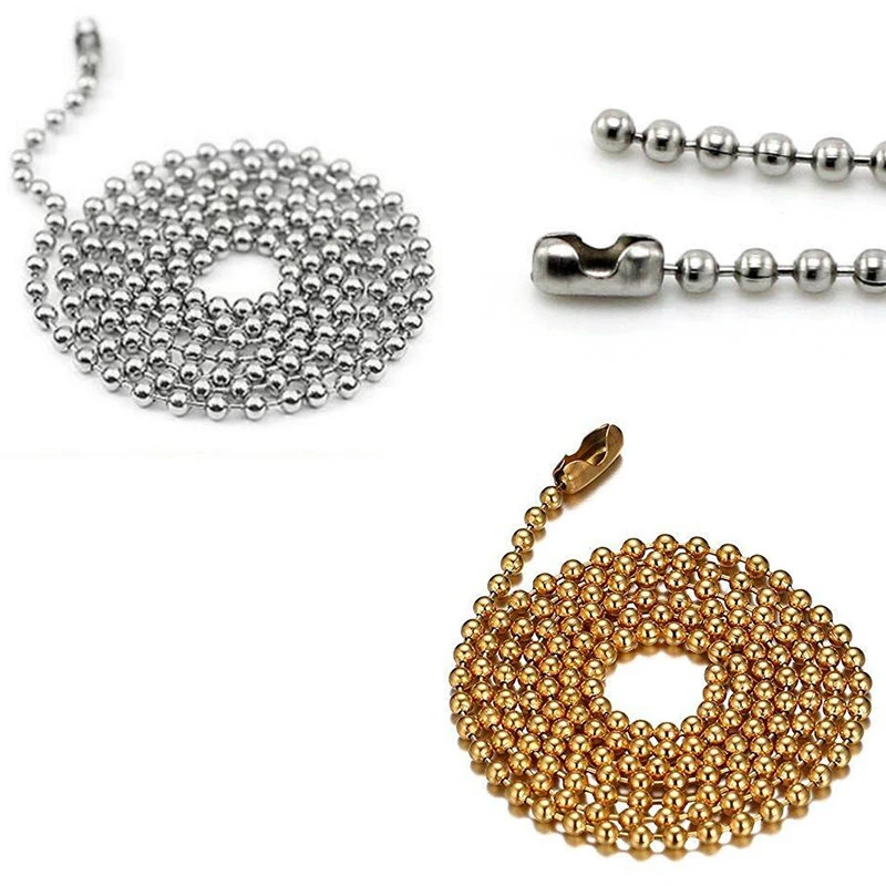 2.4mm Stainless Steel Ball Bead Necklace Chain Keychain, Bead Ball ...