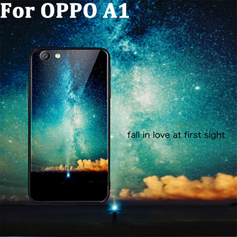 Fashion Tempered Glass Back Case For OPPO A1 Protective Cases For OPPO ...
