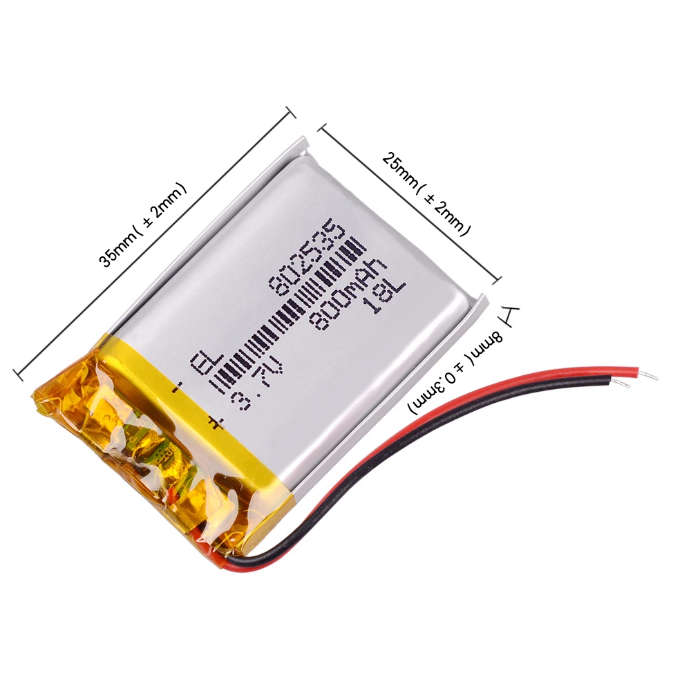 3.7 Volt 802535 800mah Lithium Ion Li-po Li-polymer Batteries Cells For ...