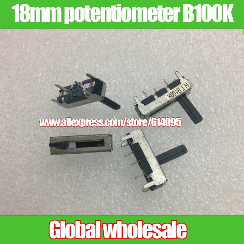 4pcs Ht 18mm Small Straight Sliding Potentiometer B100k / Single Fader ...
