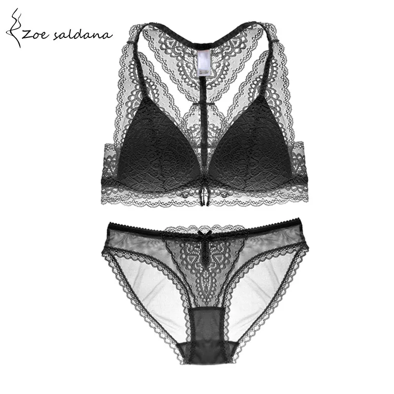 Zoe Saldana 2019 Deep V Wire Free Breathable Bra Set Front Closure