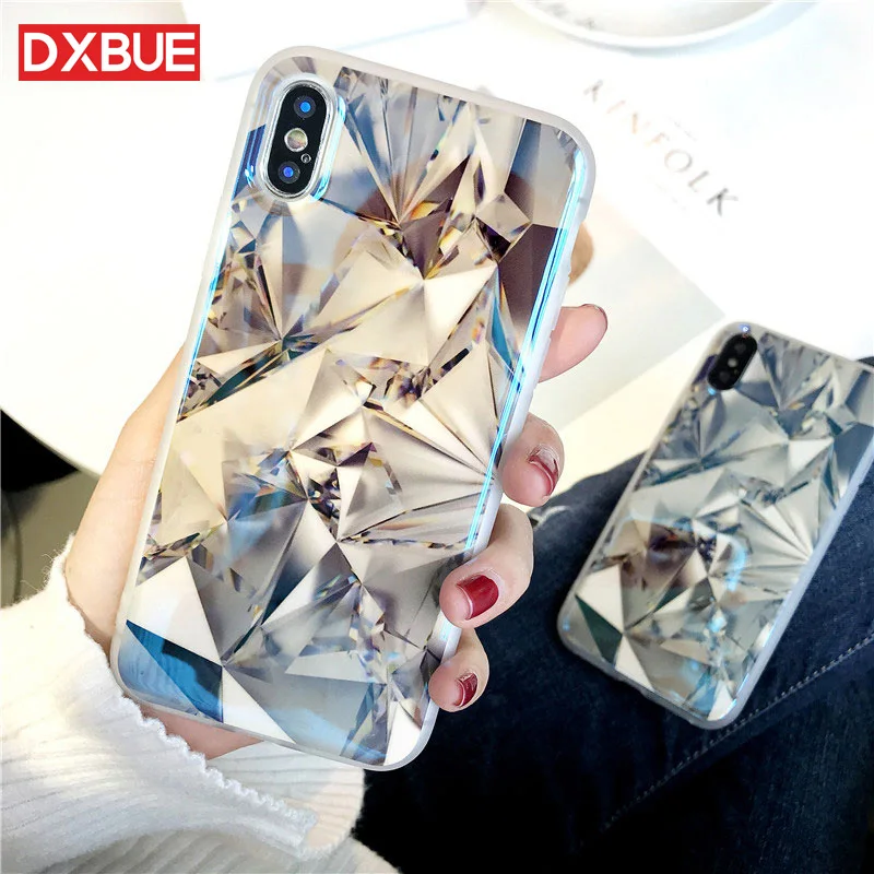 DXBUE Cool Diamond Pattern Phone Case For iphone X 6/7/8 Case Blu Ray ...
