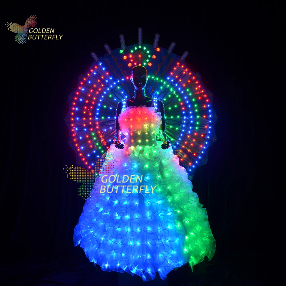 Led Lady Clothing Luminous Wing Glowing Wedding Dresses Led Clothes