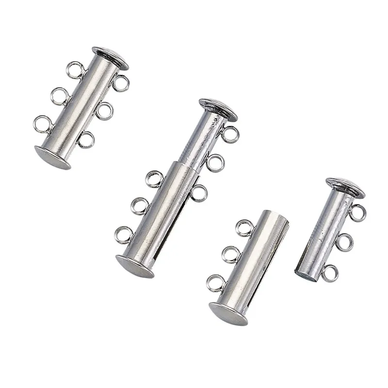 50 Sets 3 Strands 6 Holes Platinum Brass Magnetic Slide Lock Tube ...