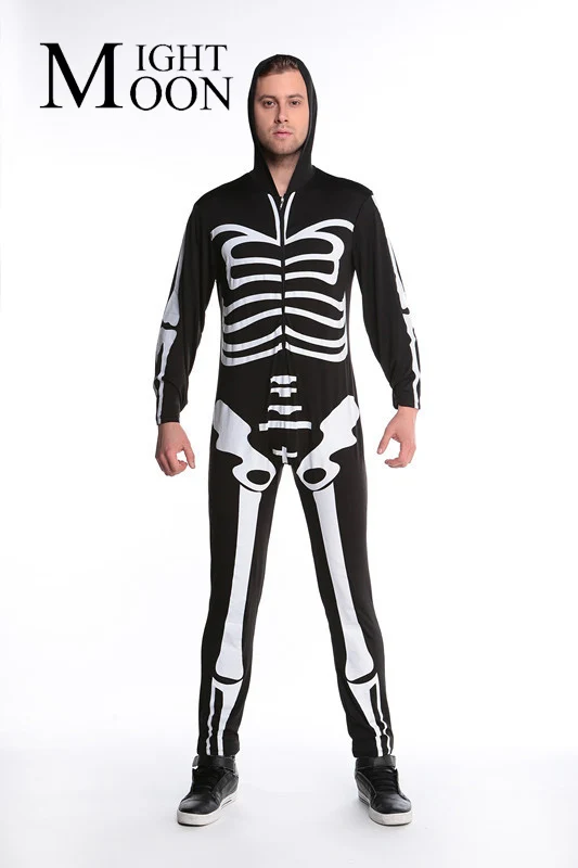 MOONIGHT Halloween Skeleton Printed Zombie Costume Boned Gothic ...