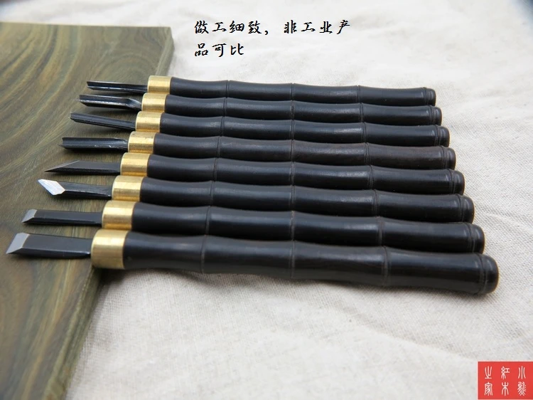 8pcs Japan Sk5 Wood Carving Hand Chisel Woodworking Tool Set Ebony ...