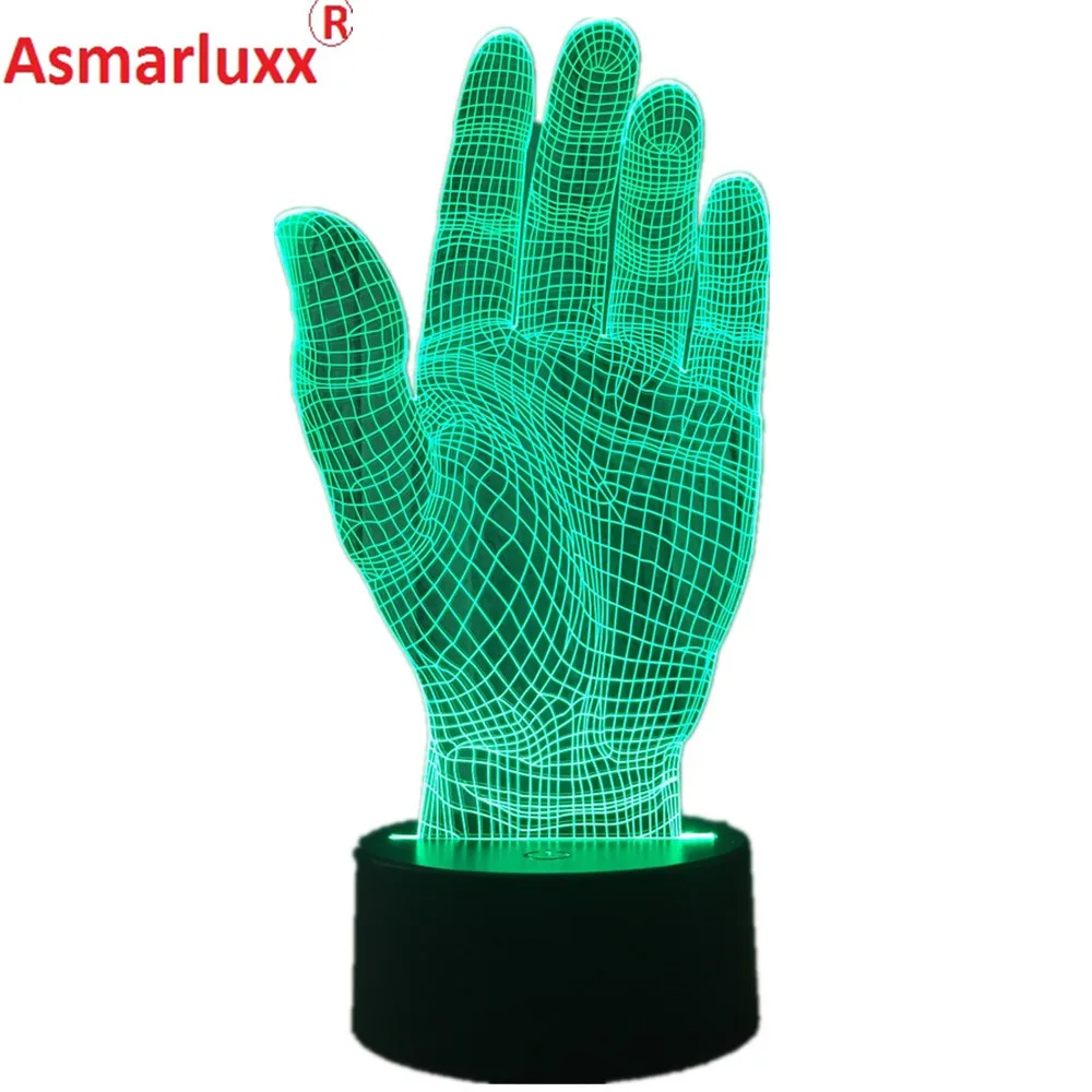 Touch Switch Palm Hand 3D LED Night Light Acrylic Lamp Novelty Lighting ...