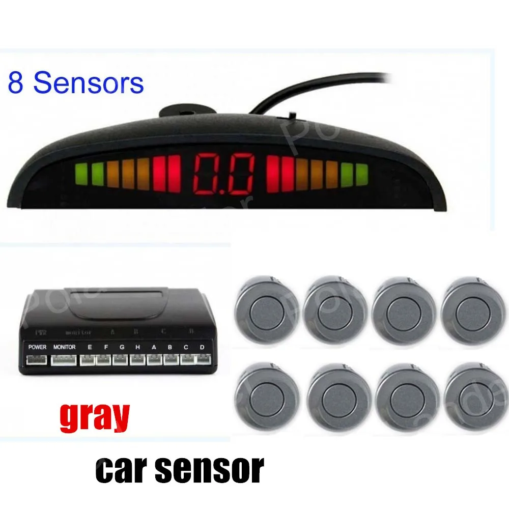 Car LED Display monitor 8 sensors car Parking Sensor Reverse Radar ...