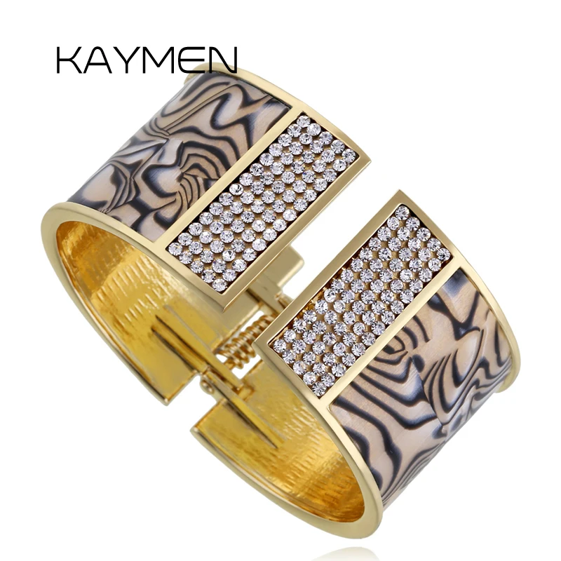 KAYMEN-New-Unique-Design-Especial-Stripe-Print-Statement-Bangle-Golden ...