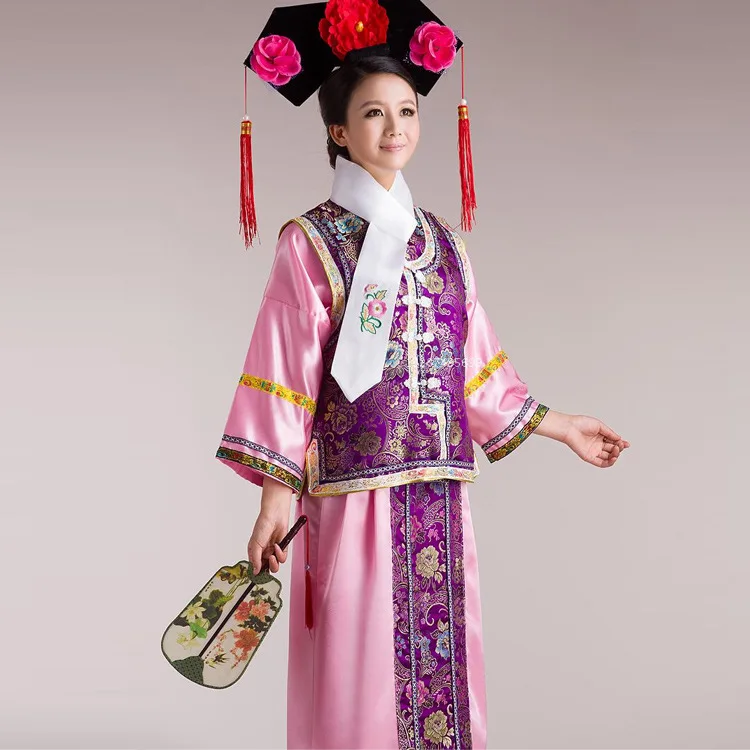 1 Set Qing Dynasty Costume Chinese Princess Dress with Hat Chinese Folk ...