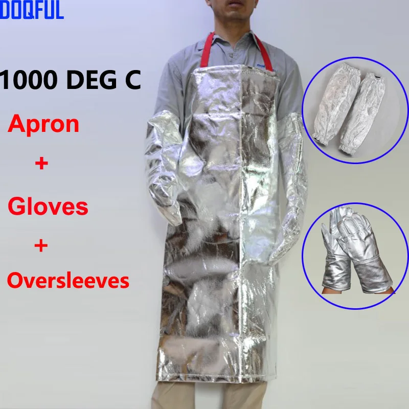 Thermal Radiation 1000 Degree Aluminized Apron With Oversleeves and ...