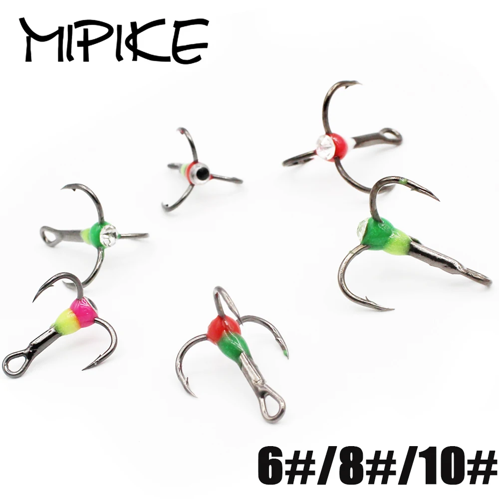 Mipike Newly 6# 8# 10# Fishing Hooks Winter Ice Fishing Three-jaw Hook ...