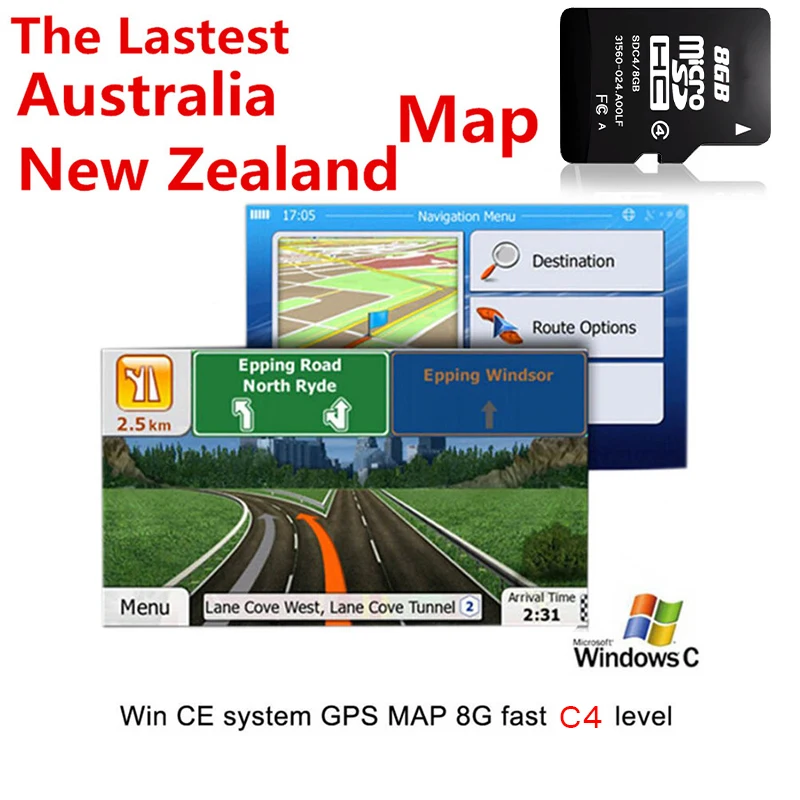 8GB Micro SD Map Card Australia New Zealand Map for WCE System Car Auto ...