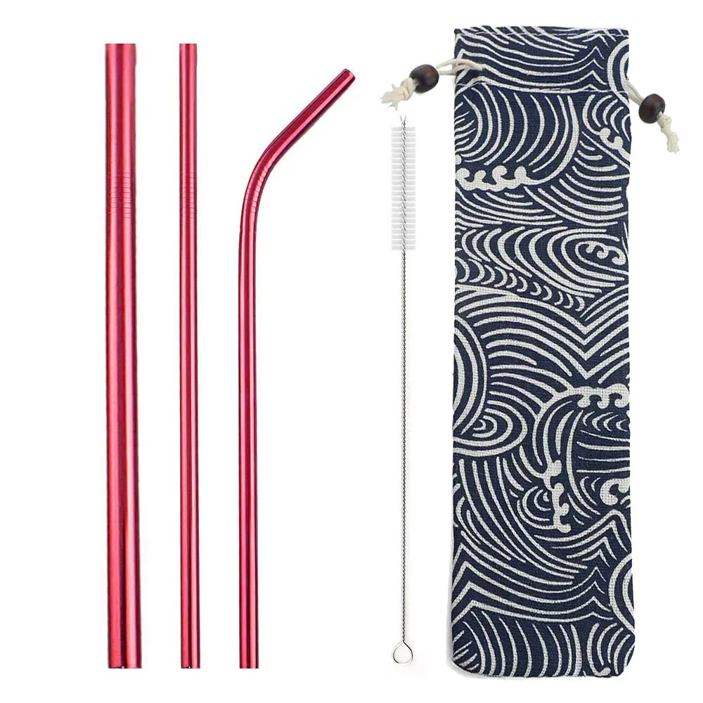 Juego de pajitas de acero inoxidable 304 pajitas de Metal coloridas ...