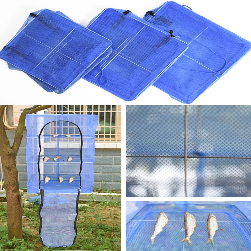 Foldable 3 Layers Drying Net Fish Net Drying Rack Hanging Vegetable ...