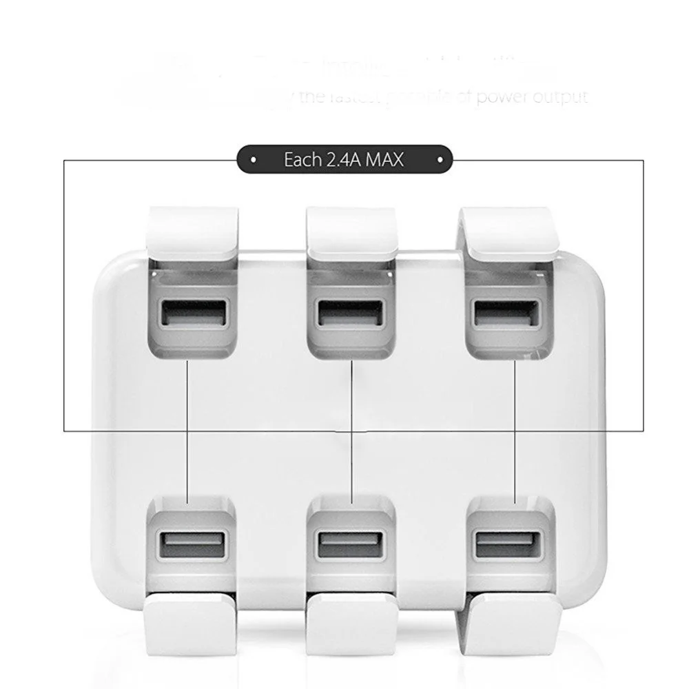 6 Port socket USB Hub portable adapter Charging Station With Dusty ...