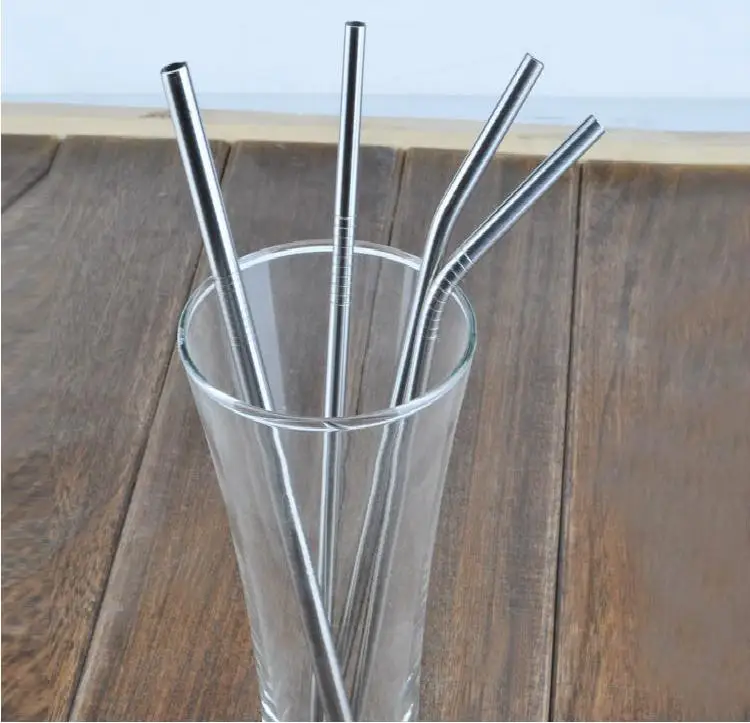 5000pcs/lot Fast Shipping 6mm Straight & bend Stainless Steel Straw ...