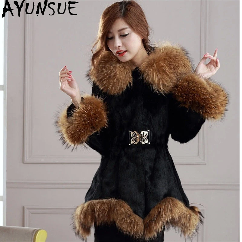 AYUNSUE 2020 New Faux Fur Coat Female Long Jacket Winter Coat Women ...