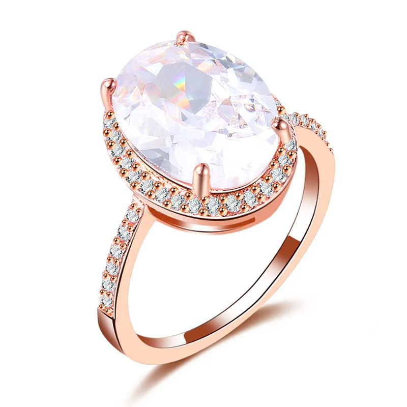 MJARTORIA Big Oval Zircon Rings Rose Gold Color Woman's Ring 2018 ...