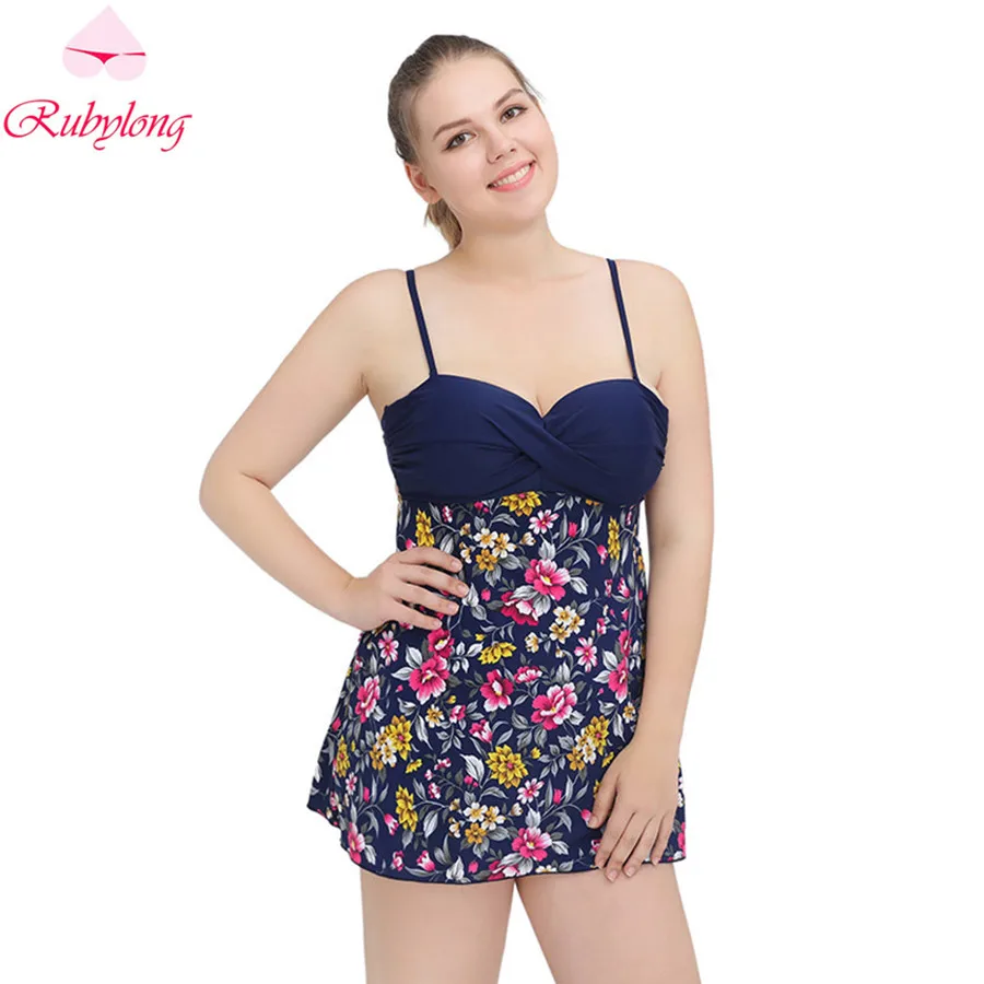 Buy Cutest Design Plus Size Two Piece Suits Women Retro Floral Printing Tankini