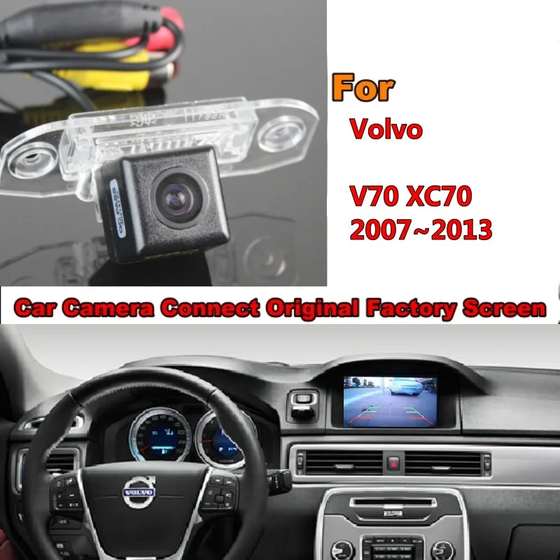 볼보 V70 XC70 2007 2013 용 RCA 및 오리지널 스크린 자동차 카메라가있는 자동차 후방 백업 후방 카메라 오리지널 ...