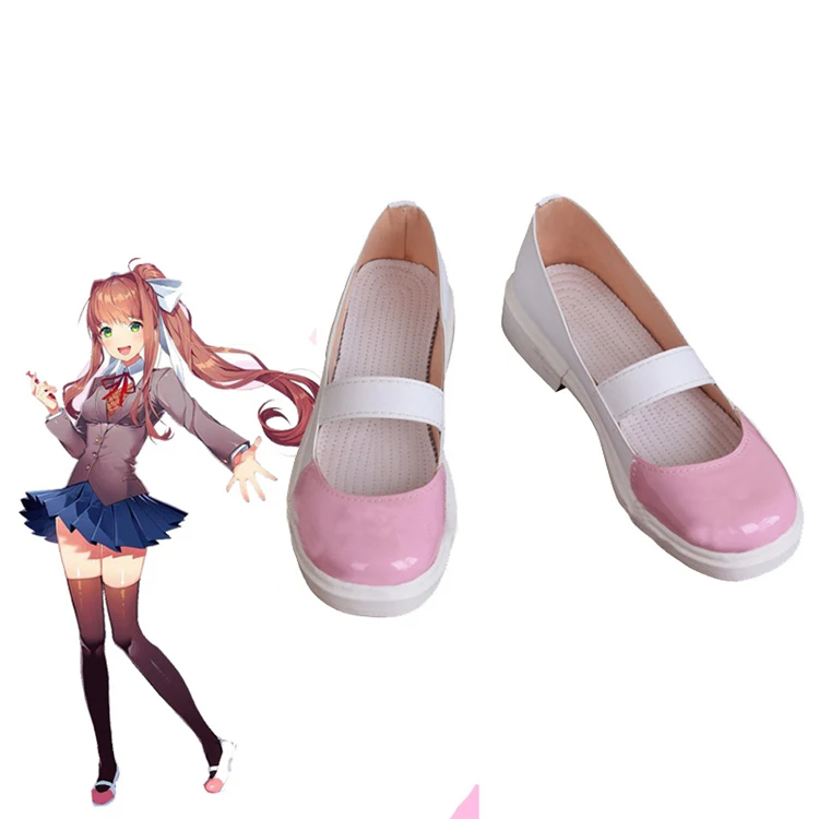 Game Doki Doki Literature Club Game Cosplay Shoes Monika Pink Janpanese ...