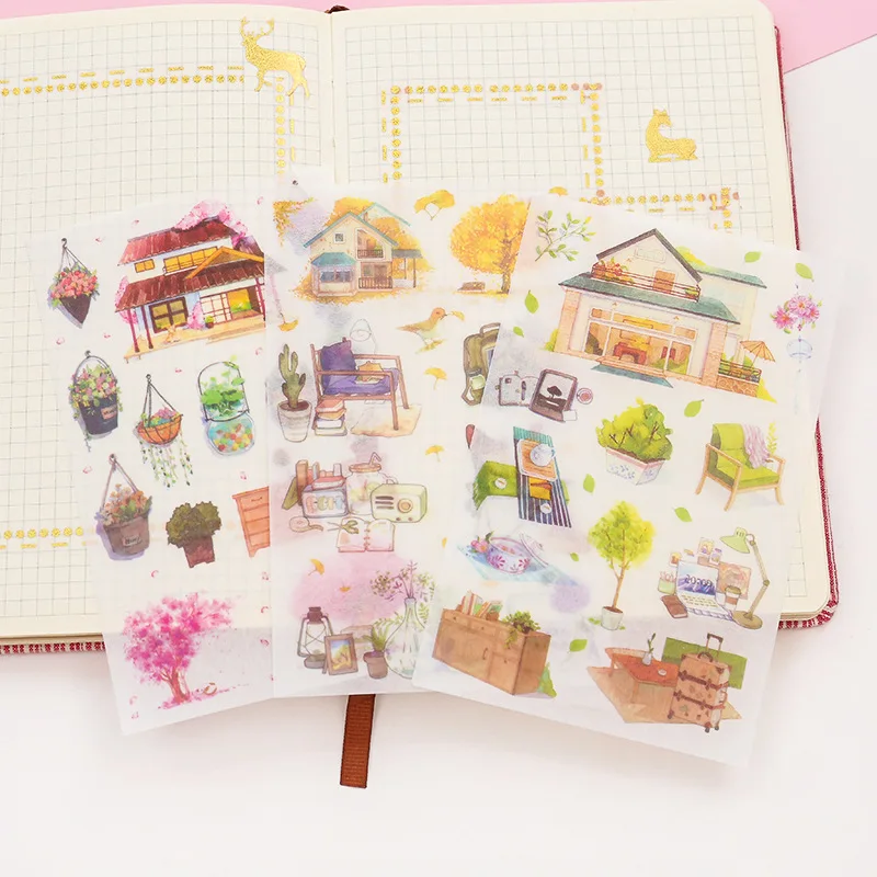 90pc(15set)/lot Warm Home decoration transparent paper stickers/Diary ...