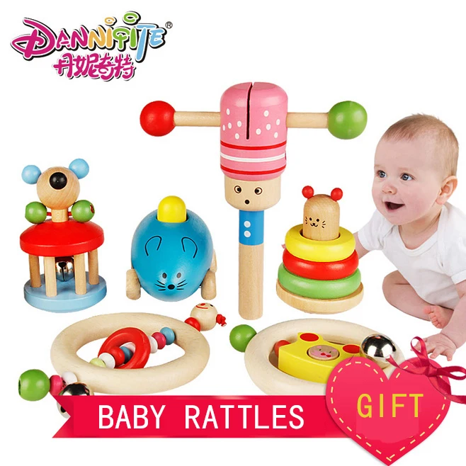 Danniqite 6pcs/set Baby Toys Animal Baby Rattles & Mobiles Infant Beech ...