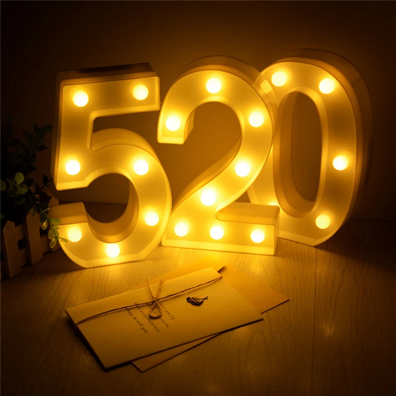 Luminous LED Light 0 9 Number Creative party lights Alphabet Lamp ...