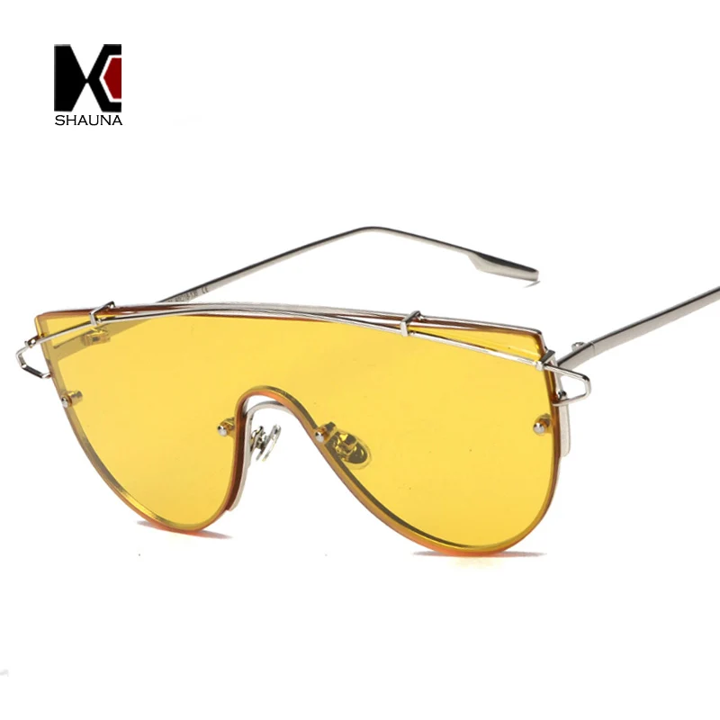 SHAUNA Unique European and American Trends Women Yellow Tint Sunglasses ...