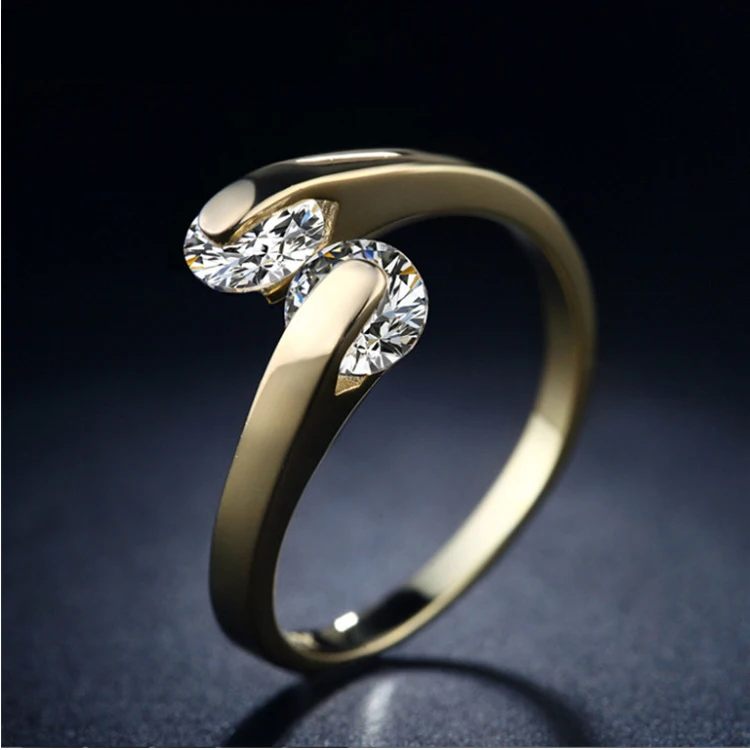 White Gold Filled Wedding Rings For Women Adjustable Engagement Round ...
