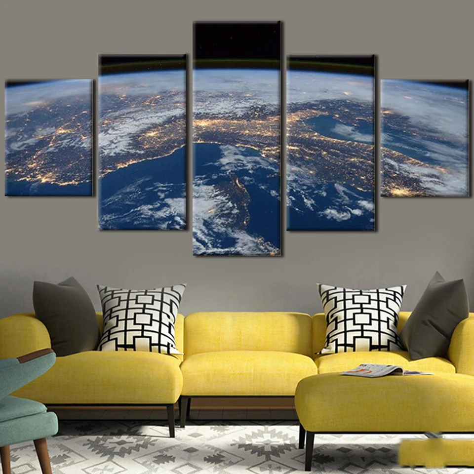 Modern HD Printed Posters Home Decor Paintings Modular 5 Panel Earth ...