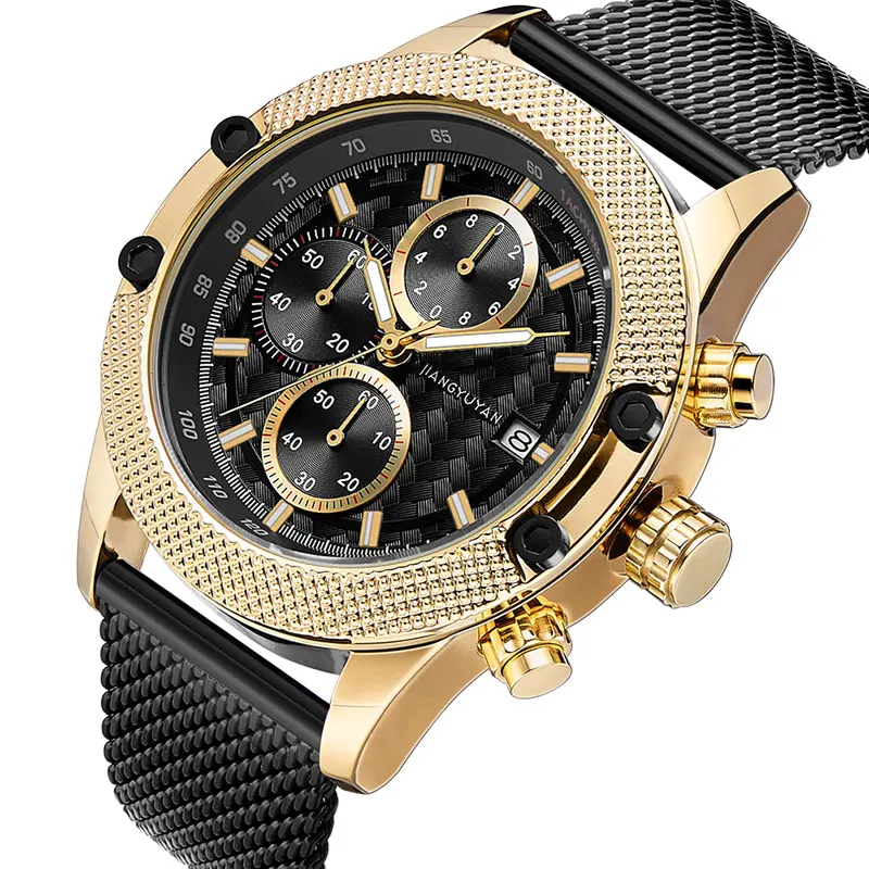 Mesh Strap Luxury Brand Chronograph Men Sports Wrist Watches Waterproof ...