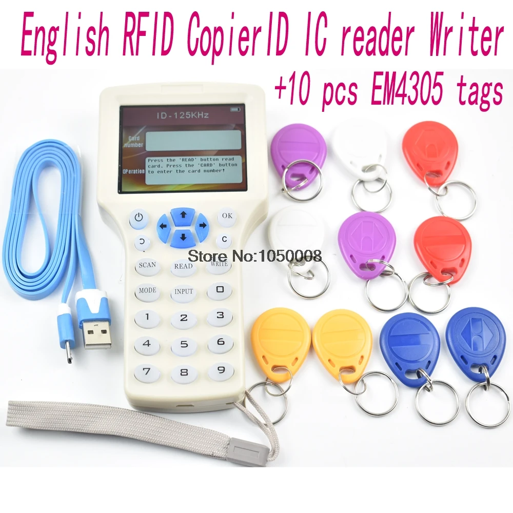 English 10 frequency RFID Copier ID IC Reader Writer copy M1 13.56MHZ ...