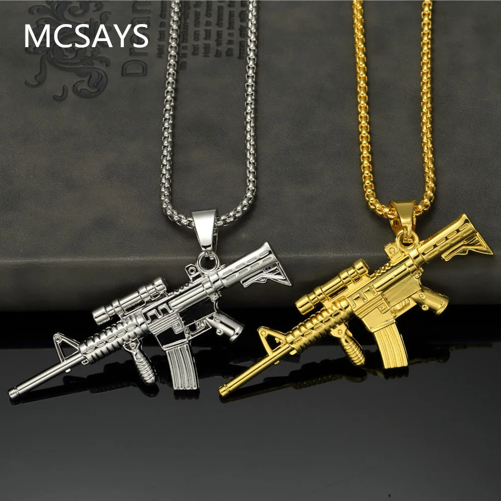 MCSAYS-Regious-Jewelry-M4-Sniper-Rifle-Pendant-Round-Box-Chain-Necklace ...